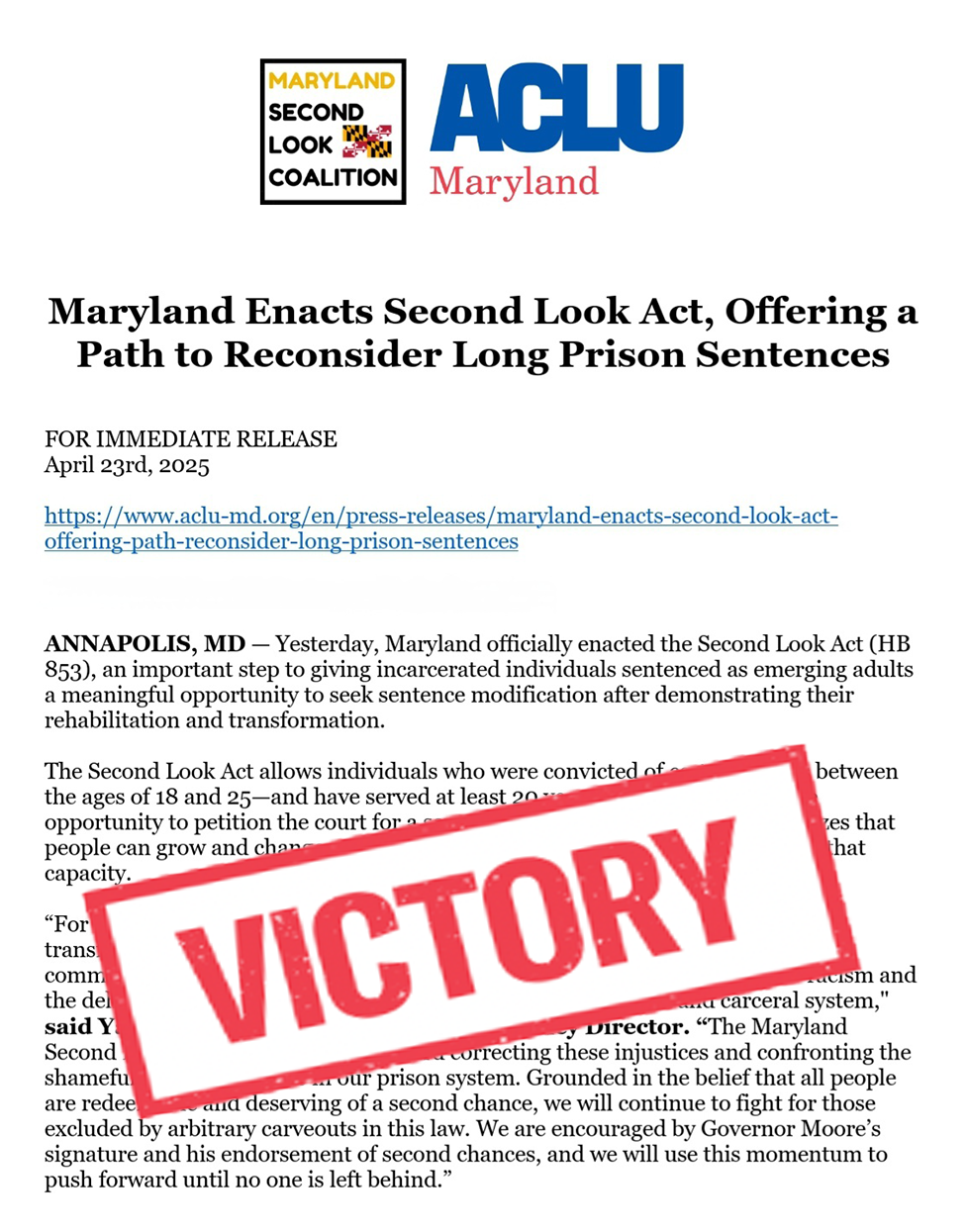 Maryland Enacts Second Look Act, Offering a Path to Reconsider Long ...